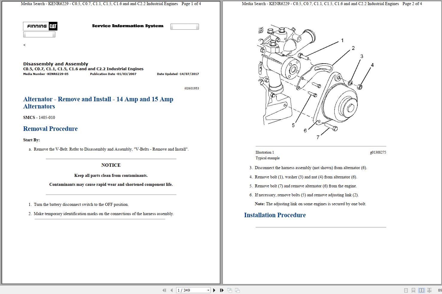 Caterpillar Engine C1.6 C6K Operation Maintenance and Service Manual