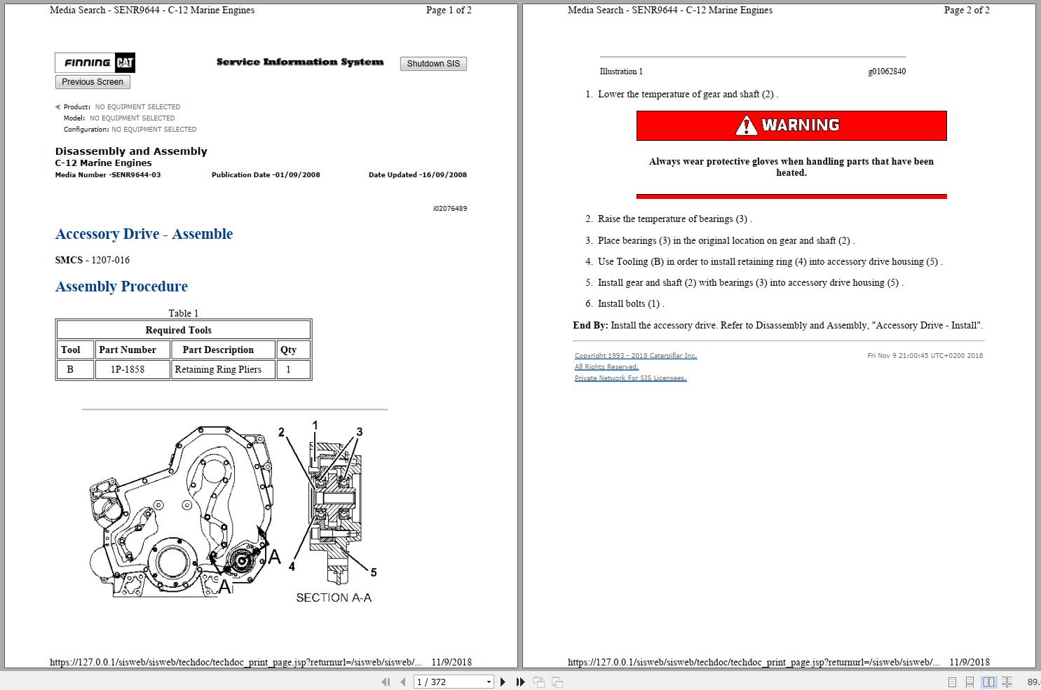 Caterpillar Engine C12 9HP Operation Testing Disassembly and Assembly ...