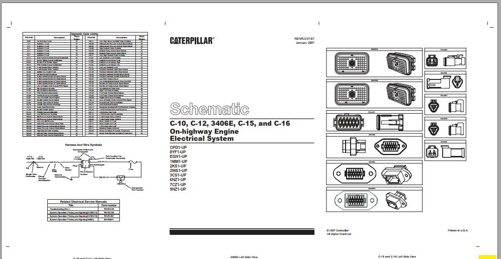 Caterpillar Engine C12 CPD Operators Service Manual and Electrical Schematics
