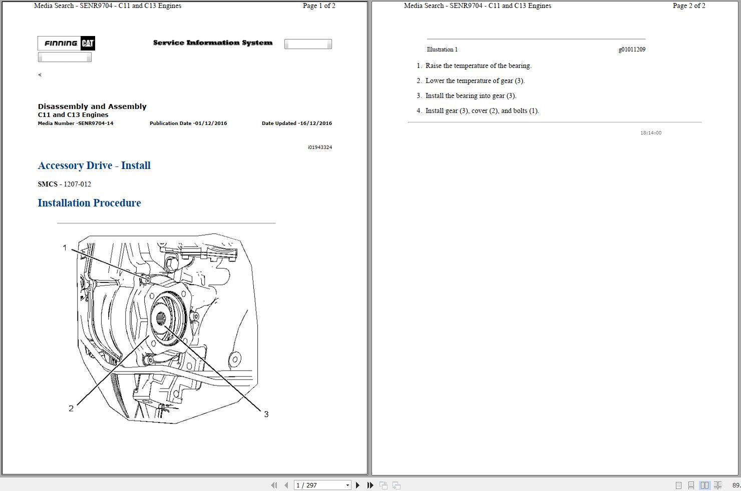 Caterpillar Engine C13 KCB Operators Service Manual and Electrical ...