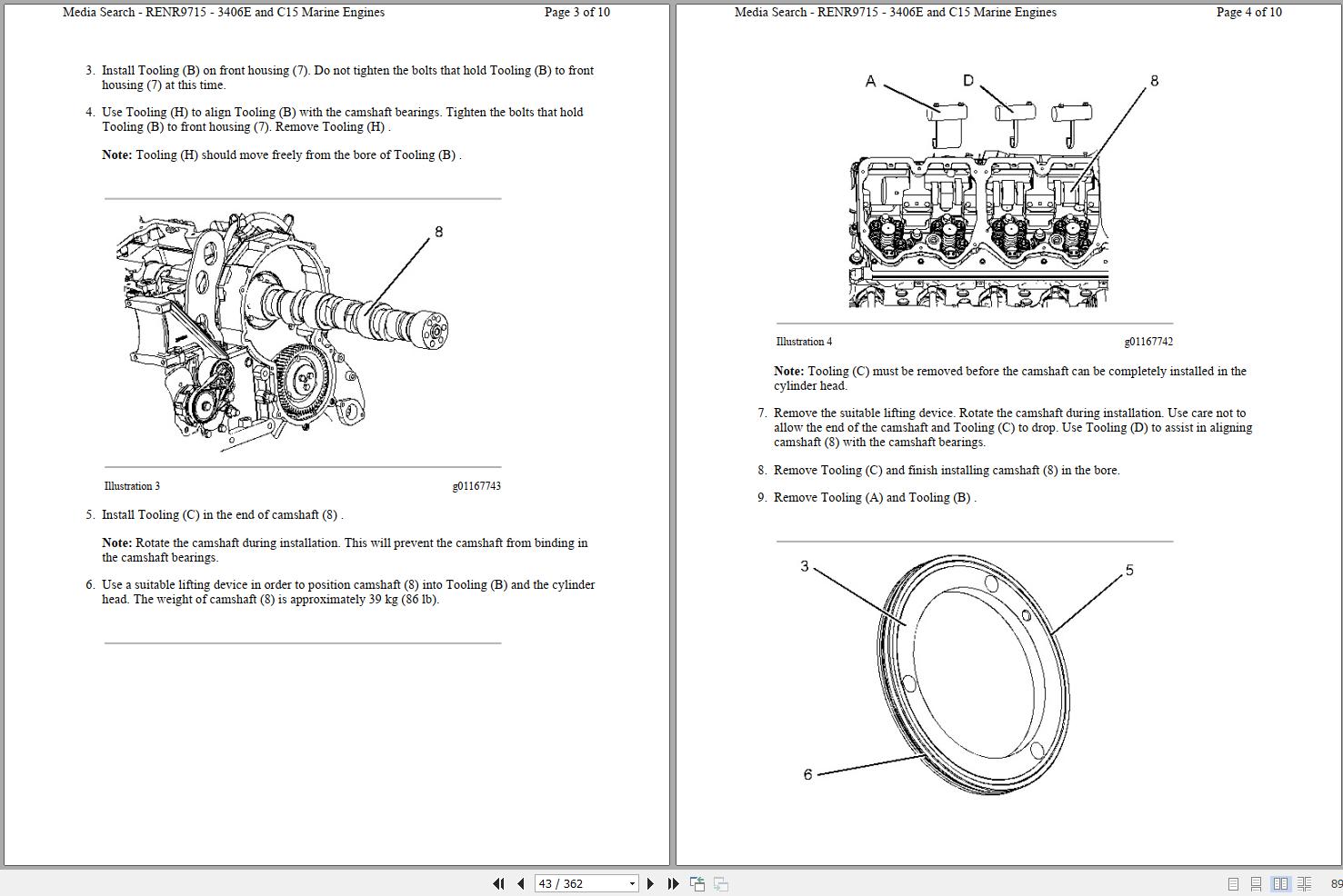 Caterpillar Engine C15 RLA Operators Service Manual and Electrical ...