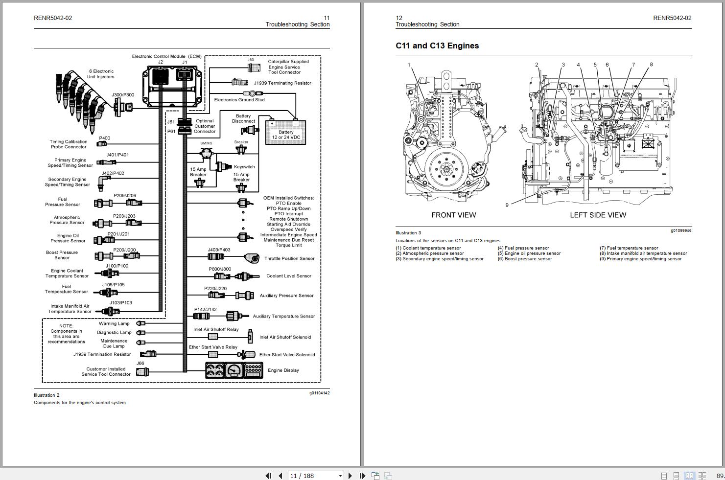 Caterpillar Engine C18 BDN Operators Service Manual and Electrical ...