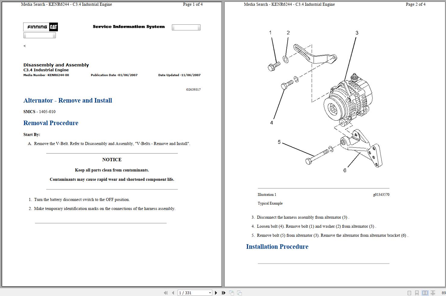 Caterpillar Engine C3.4 CJR Operation Maintenance and Service Manual