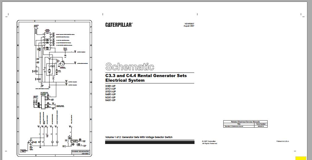 Caterpillar Engine C4.4 XYC Operators Service Manual and Electrical ...