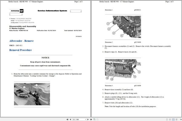 Caterpillar Engine C7 C7X Operators Service Manual and Electrical Schematics