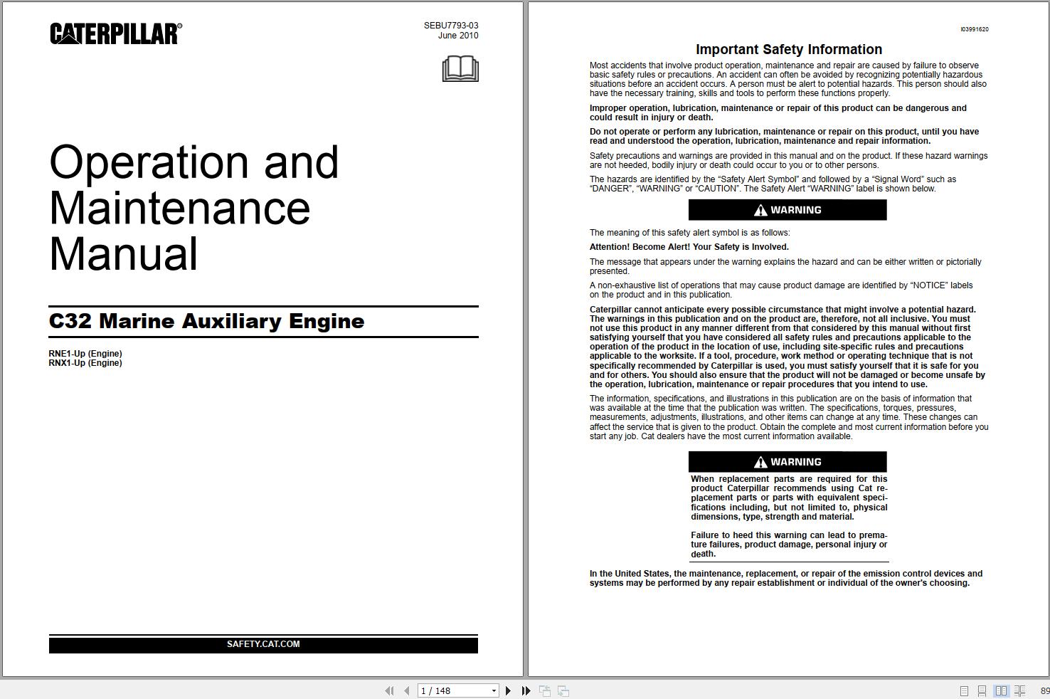 Caterpillar Engine C7 C9 C32 SDN Operation Maintenance Disassembly and ...