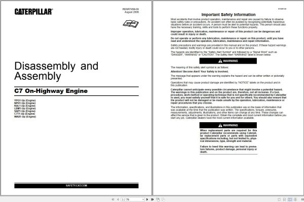 Caterpillar Engine C7 C9 Operation Parts and Service Manual