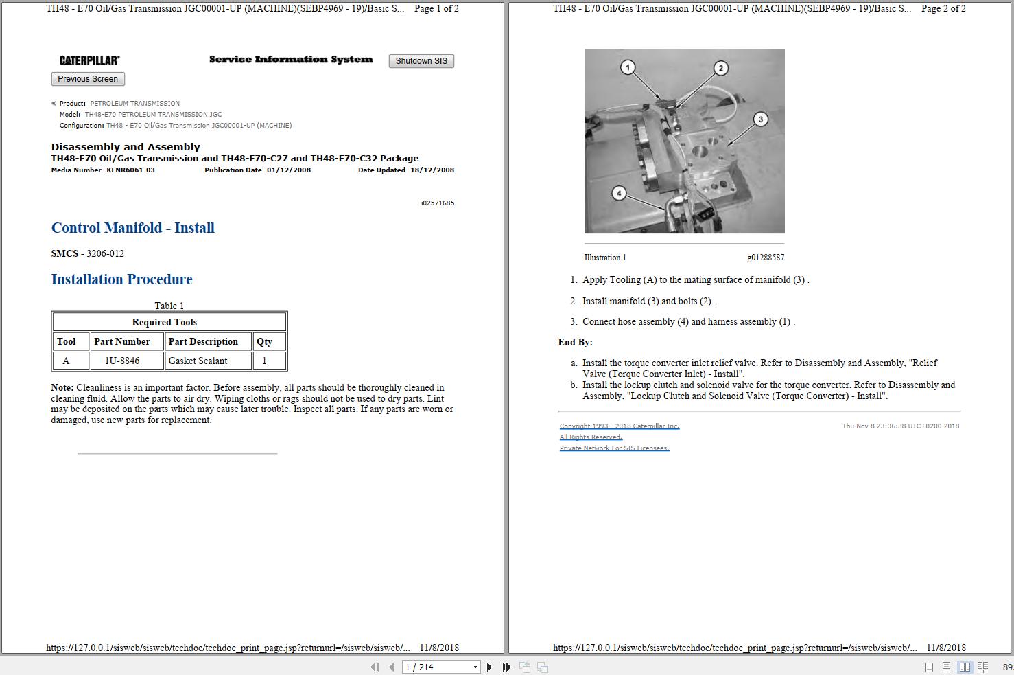 Caterpillar Petroleum Transmission TH48-E70 KSH Operators Service ...