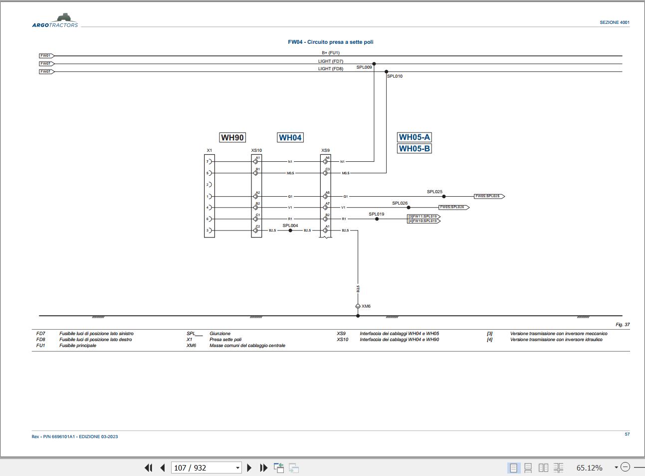 Landini Tractor Rex 80 90 100 110 120 F-GT-GE Service Manual and Diagrams 6696101A1 IT
