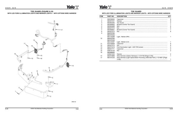 Yale Forklift E896 MPE060-G Parts Manual 550184721 03-2024