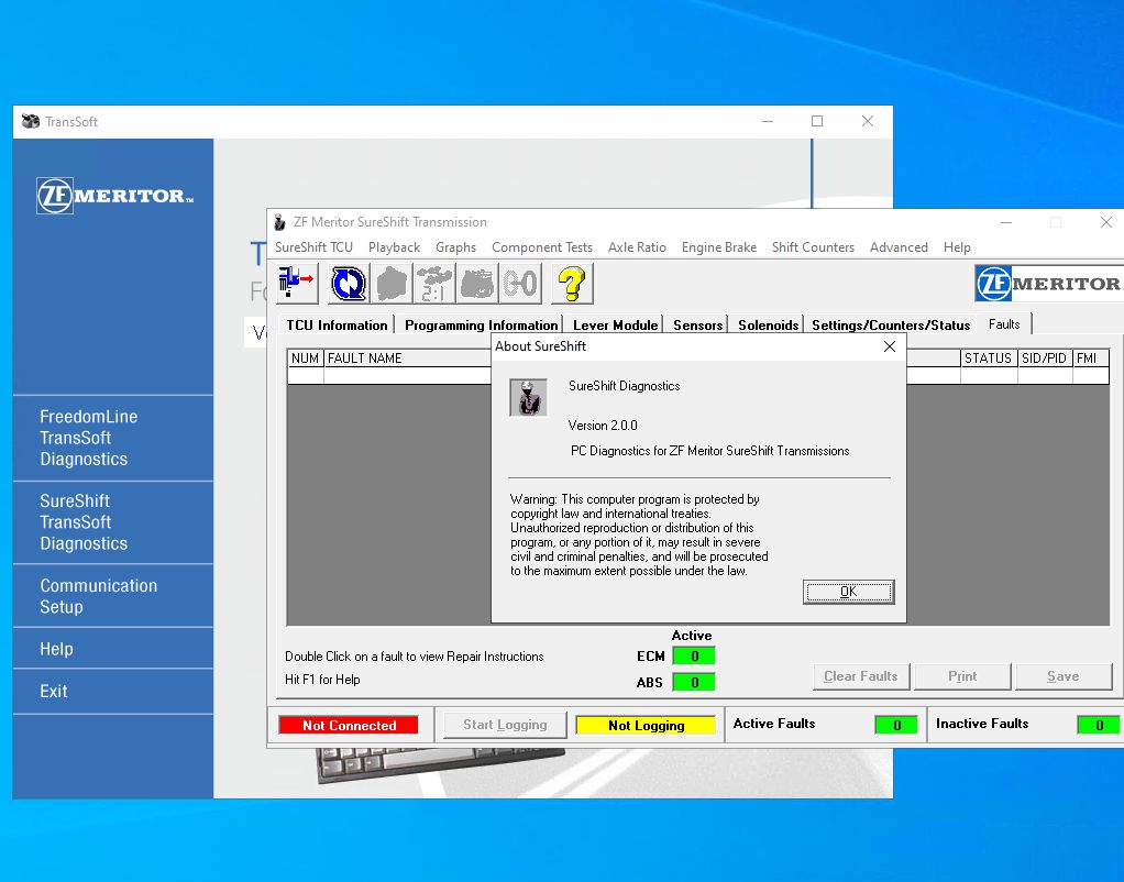 ZF MERITOR TRANSOFT FreedomeLine SureShift Transmission 1.1 Diagnostics ...