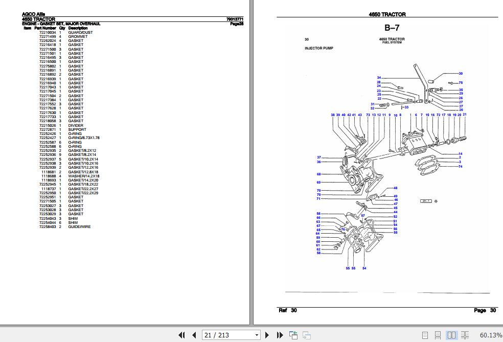 AGCO Allis Tractor 4650 Parts Catalog 79013771