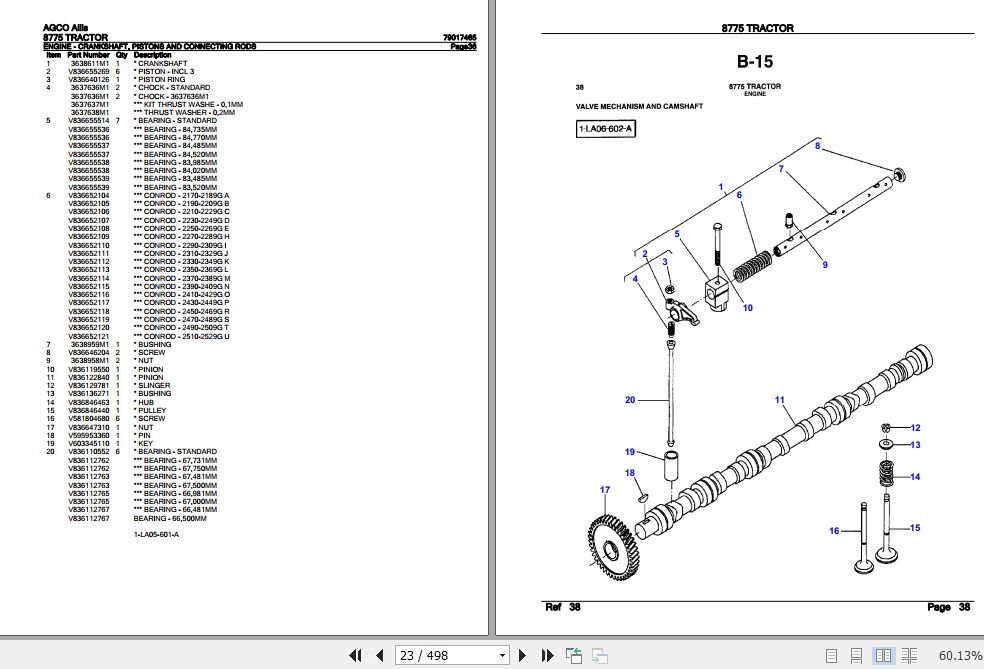 AGCO Allis Tractor 8775 Parts Catalog 79017465