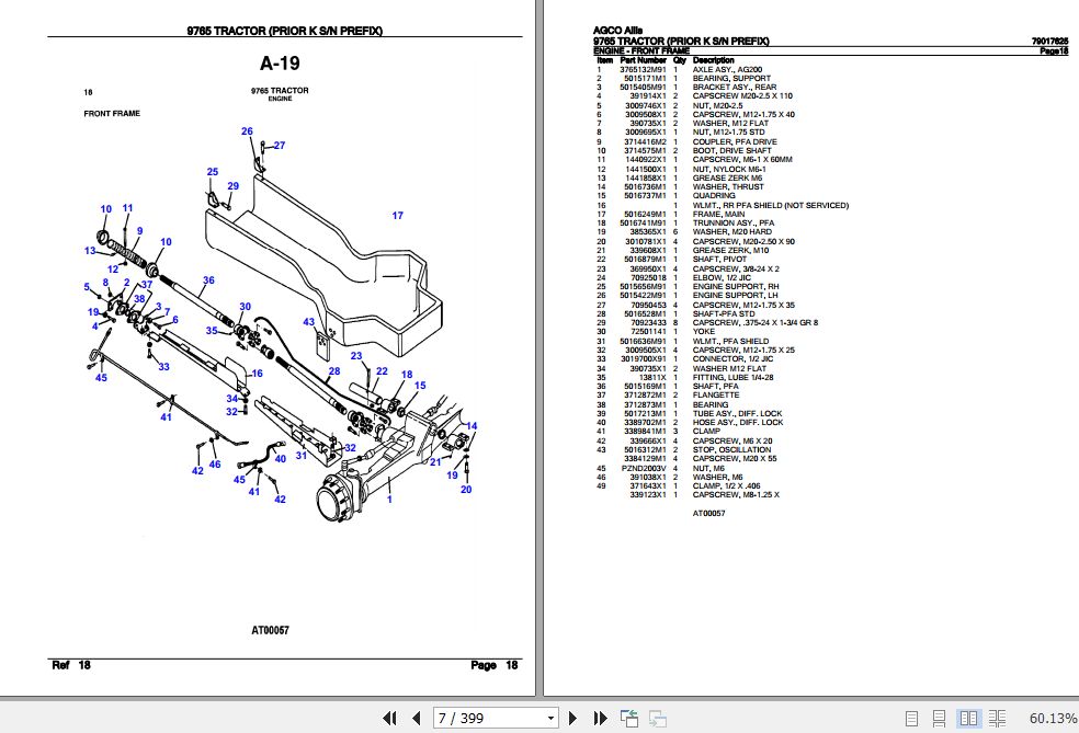 AGCO Allis Tractor 9765 Parts Catalog 79017625