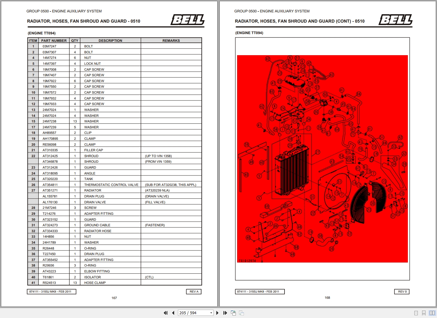 Bell Backhoe Loader 315SJ MKII Parts Manual 874111