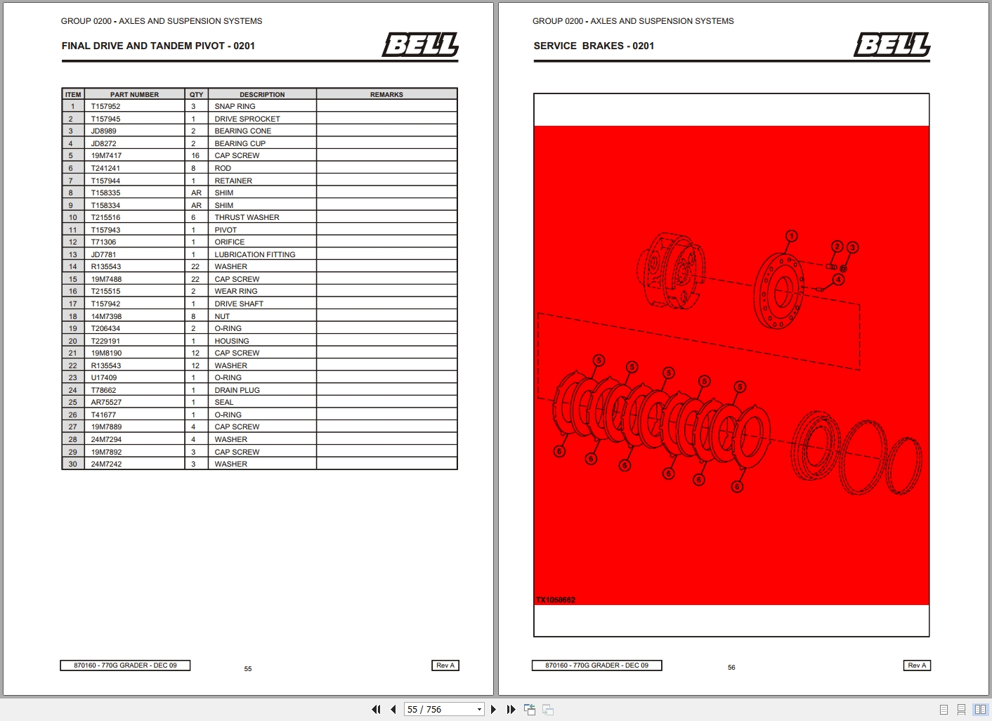 Bell Grader 770G Parts Manual 870160
