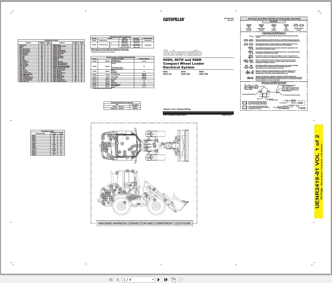 Caterpillar Compact Wheel Loader 908H LMD Operators Service Manual ...