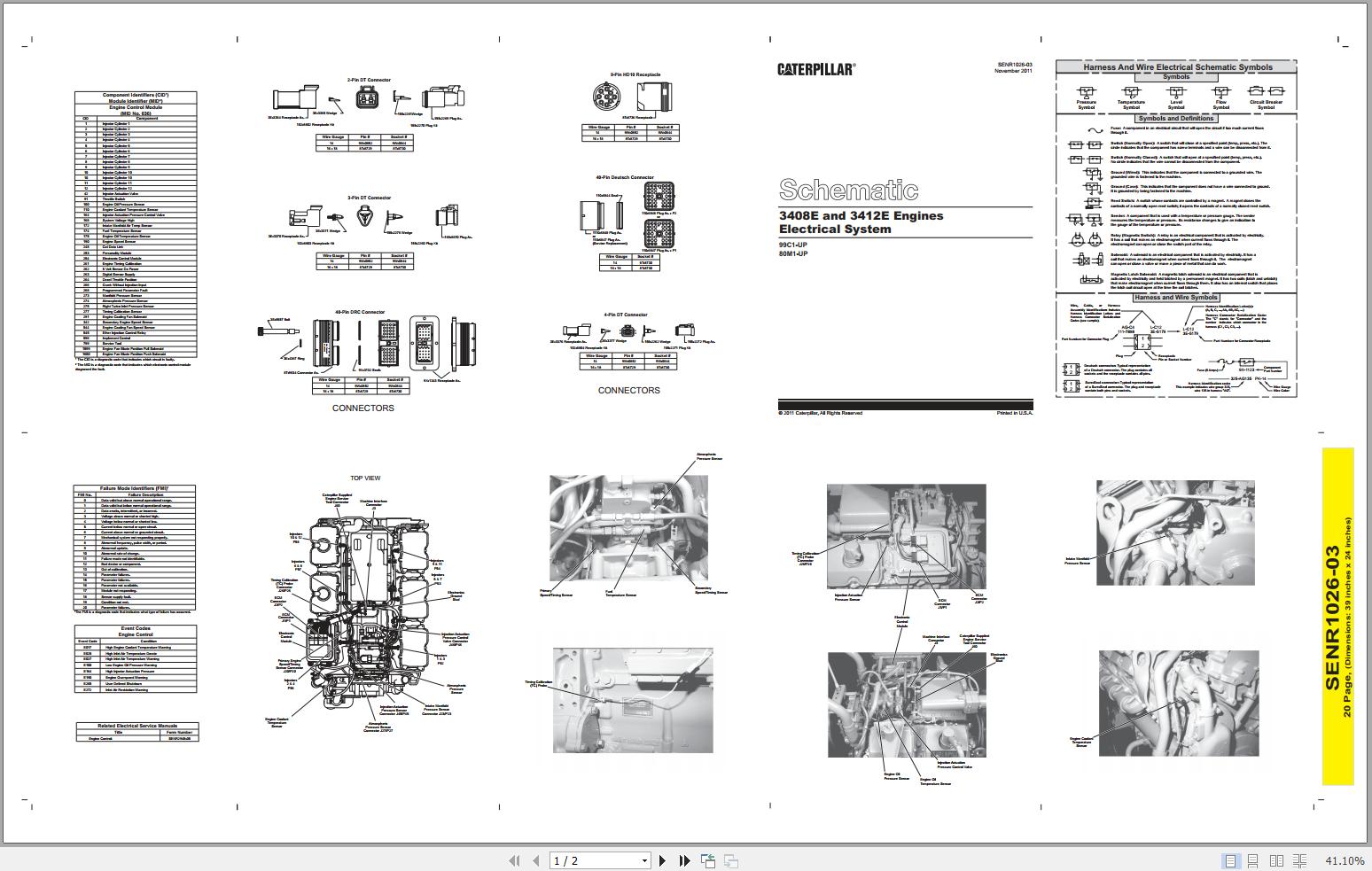 Caterpillar Engine 3408E 3412E Electrical Schematic SENR1026-03