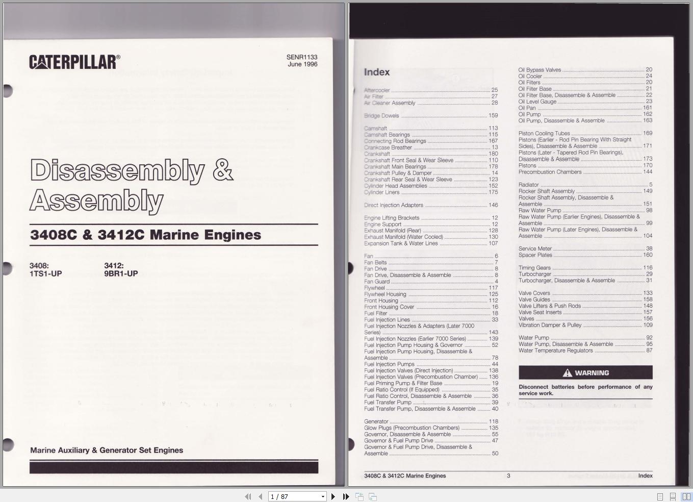 Caterpillar Engine 3408E 3412E Operators Service Manual Electrical ...