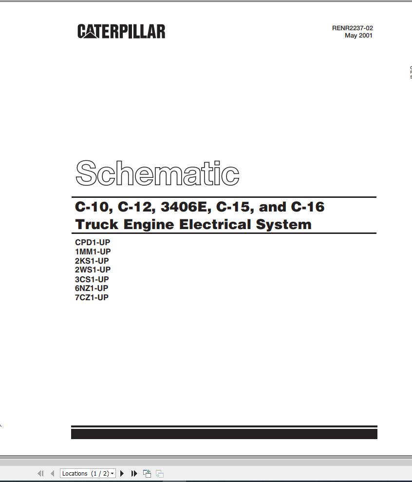 Caterpillar Engine C10 C12 C15 C16 3406E Electrical Schematics RENR2237-02