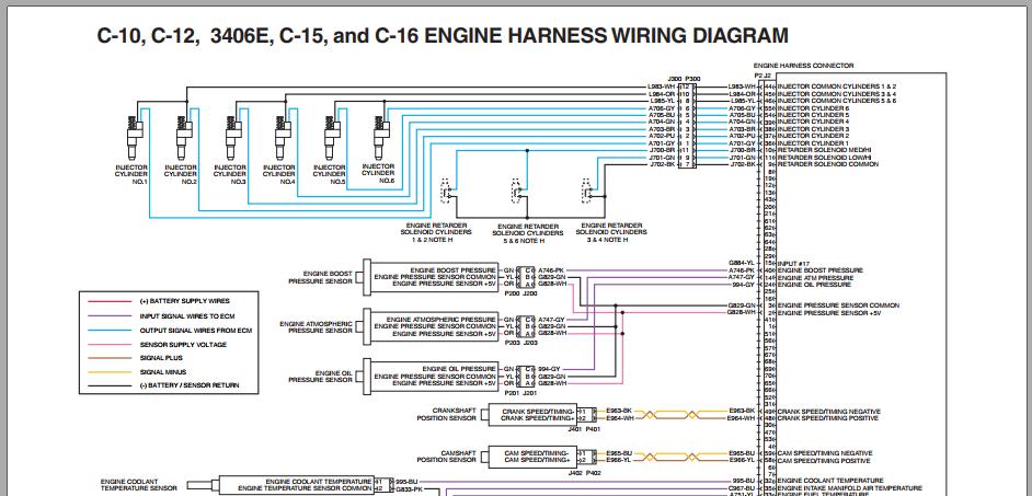 Caterpillar Engine C10 C12 C15 C16 3406E Electrical Schematics RENR2237-02