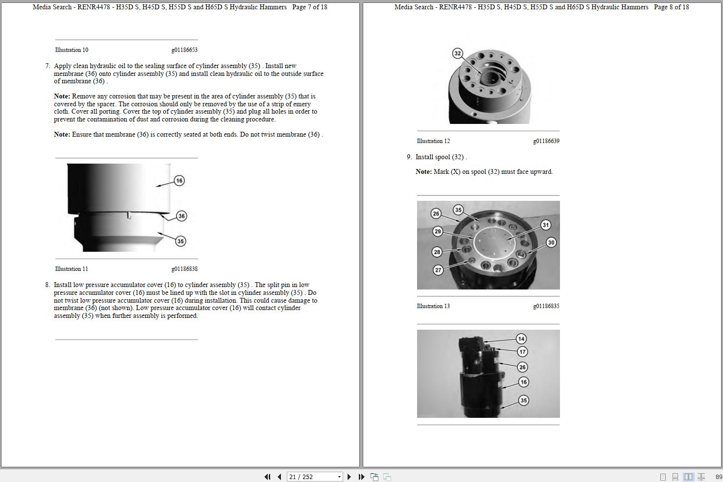 Caterpillar Hammer H55DS FTF Operators Maintenance Service Manual
