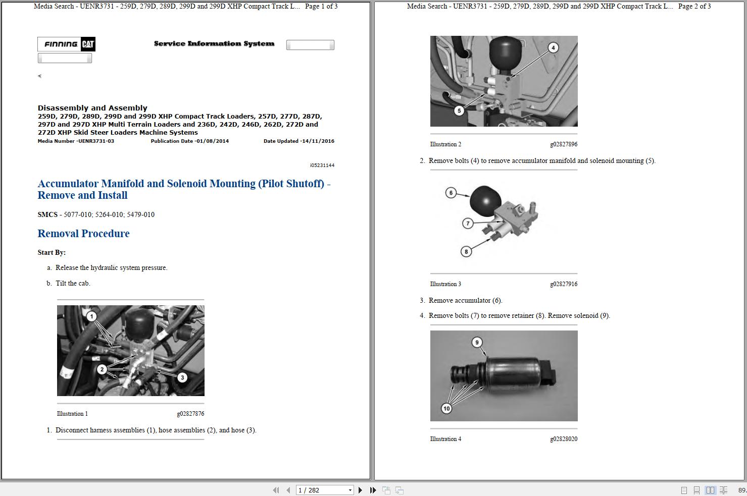 Caterpillar Skid Steer Loader 262D DTB Operators Service Manual Schematics