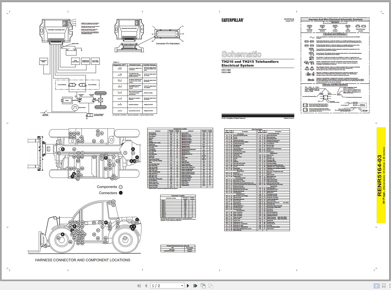 Caterpillar Telehandler TH215 CEG Operators Service Manual Schematics