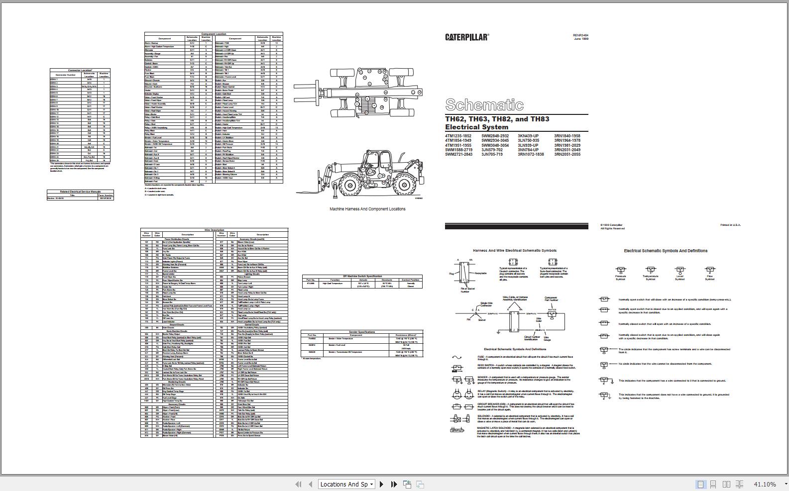 Caterpillar Telehandler TH63 5WN Operators Service Manual Schematics