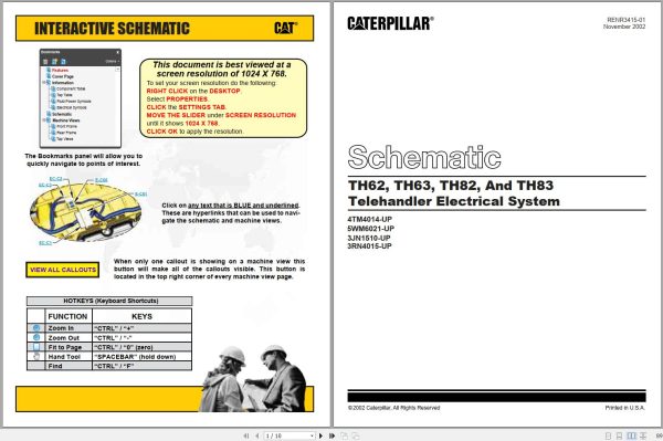 Caterpillar Telehandler TH83 3RN Operators Service Manual Schematics