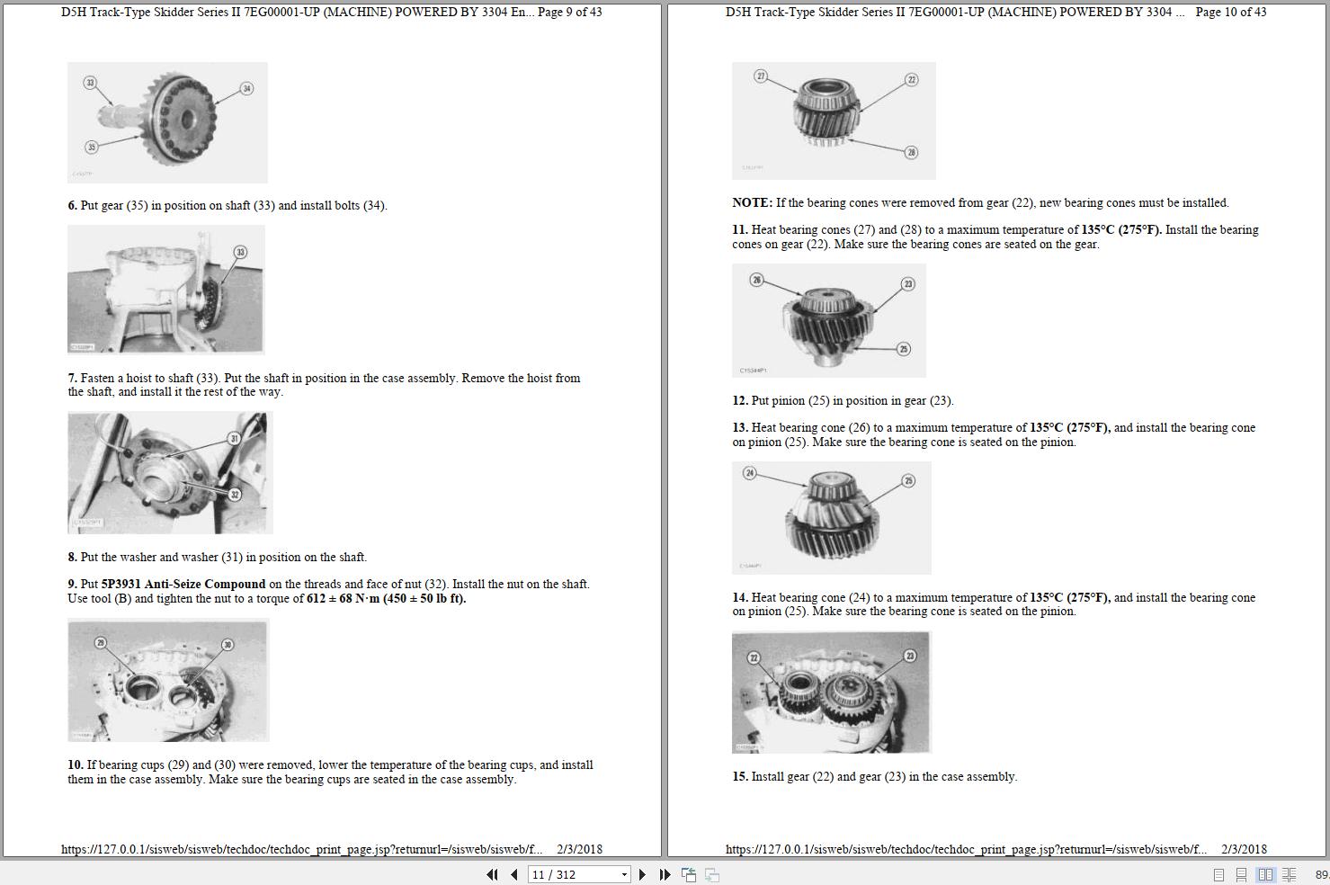Caterpillar Track Skidder D5HTSK II 7EG Maintenance Service Manual ...
