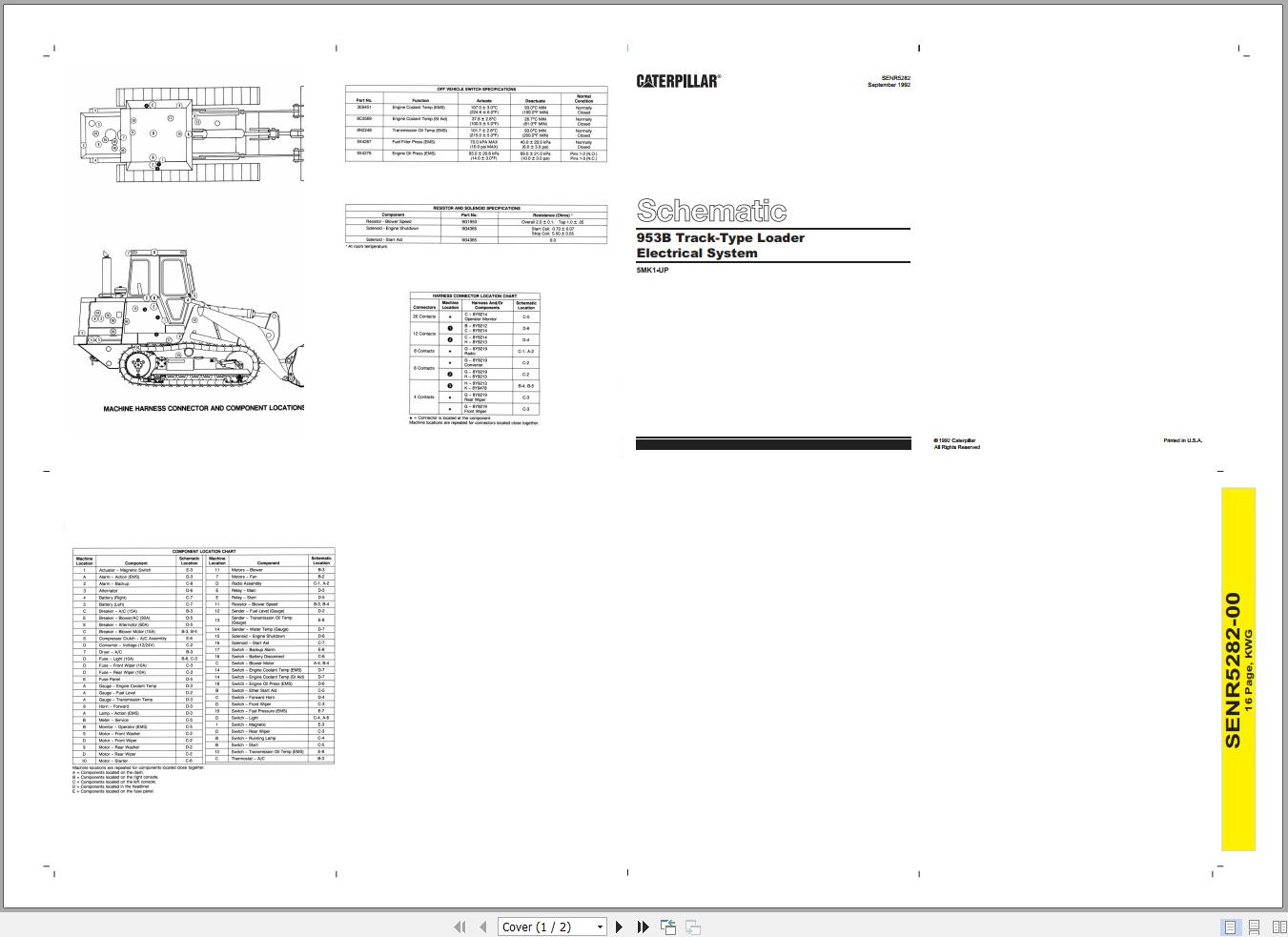 Caterpillar Track-Type Loader 953B 5MK Operators Service Manual Schematics