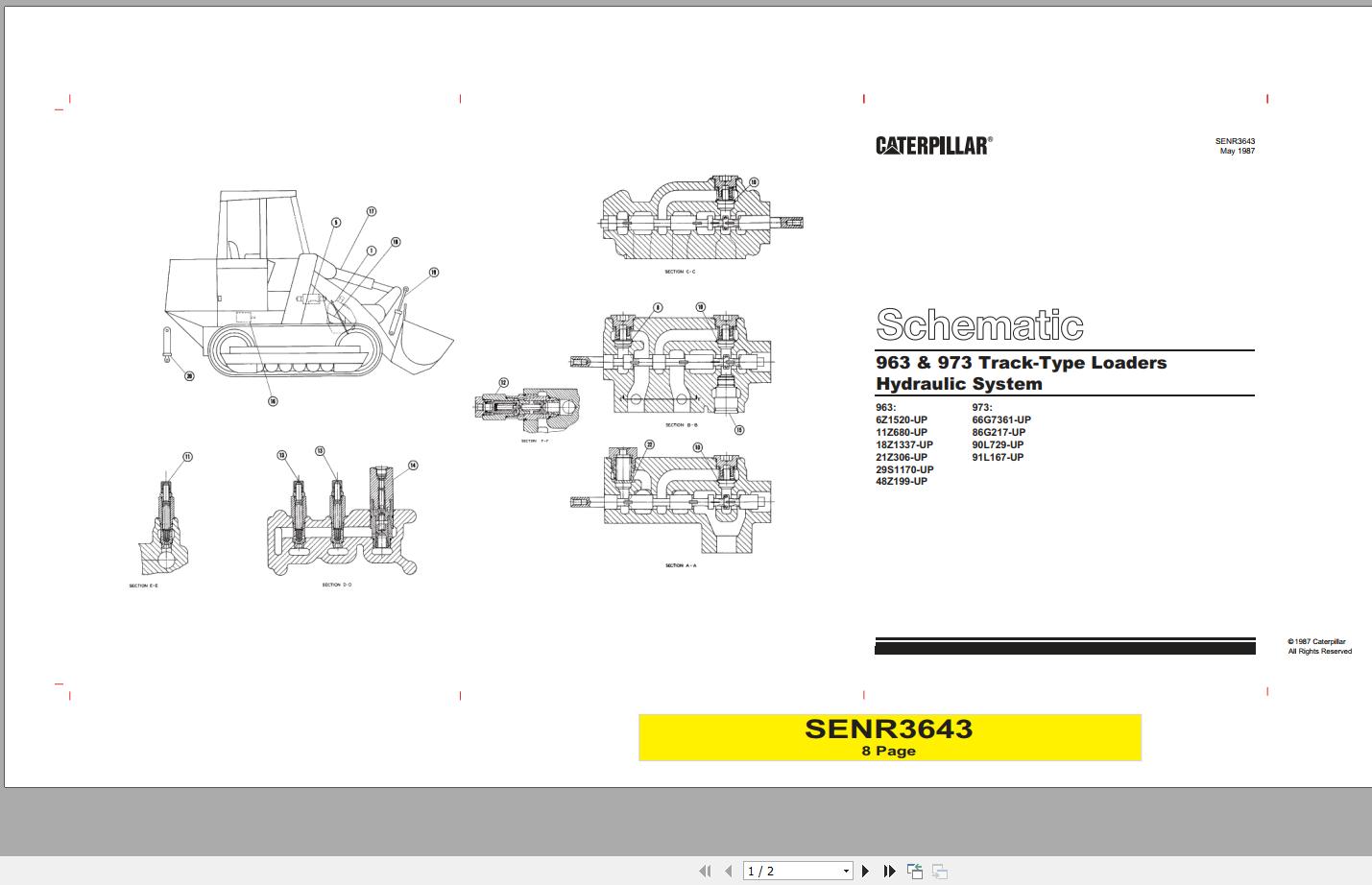 Caterpillar Track-Type Loader 963 21Z Operators Service Manual ...