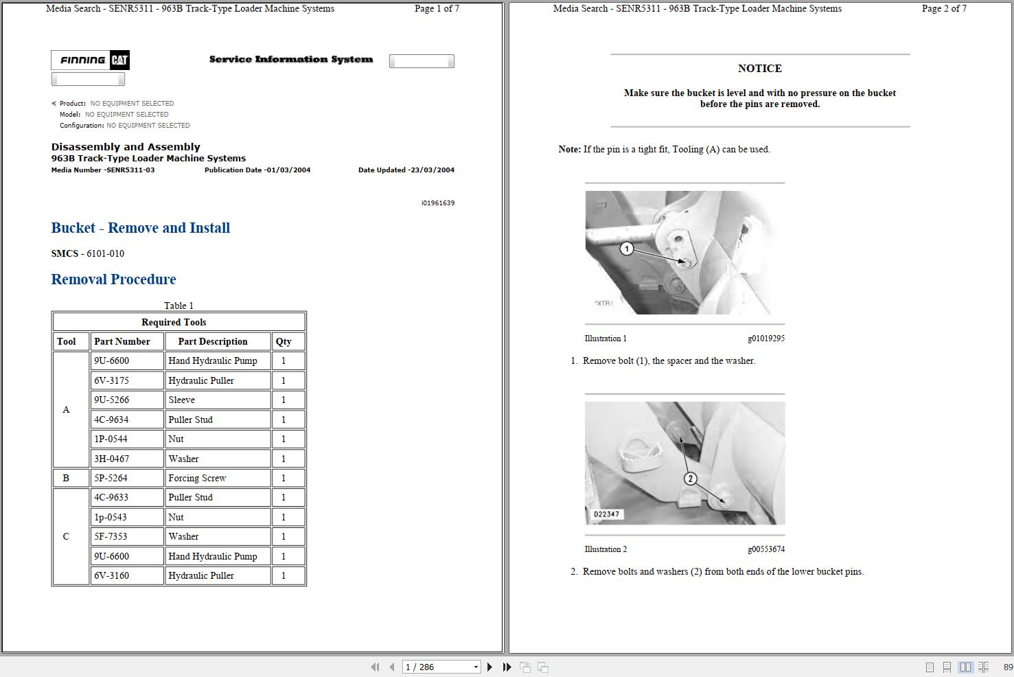 Caterpillar Track-Type Loader 963B 9BL Operators Service Manual Schematics