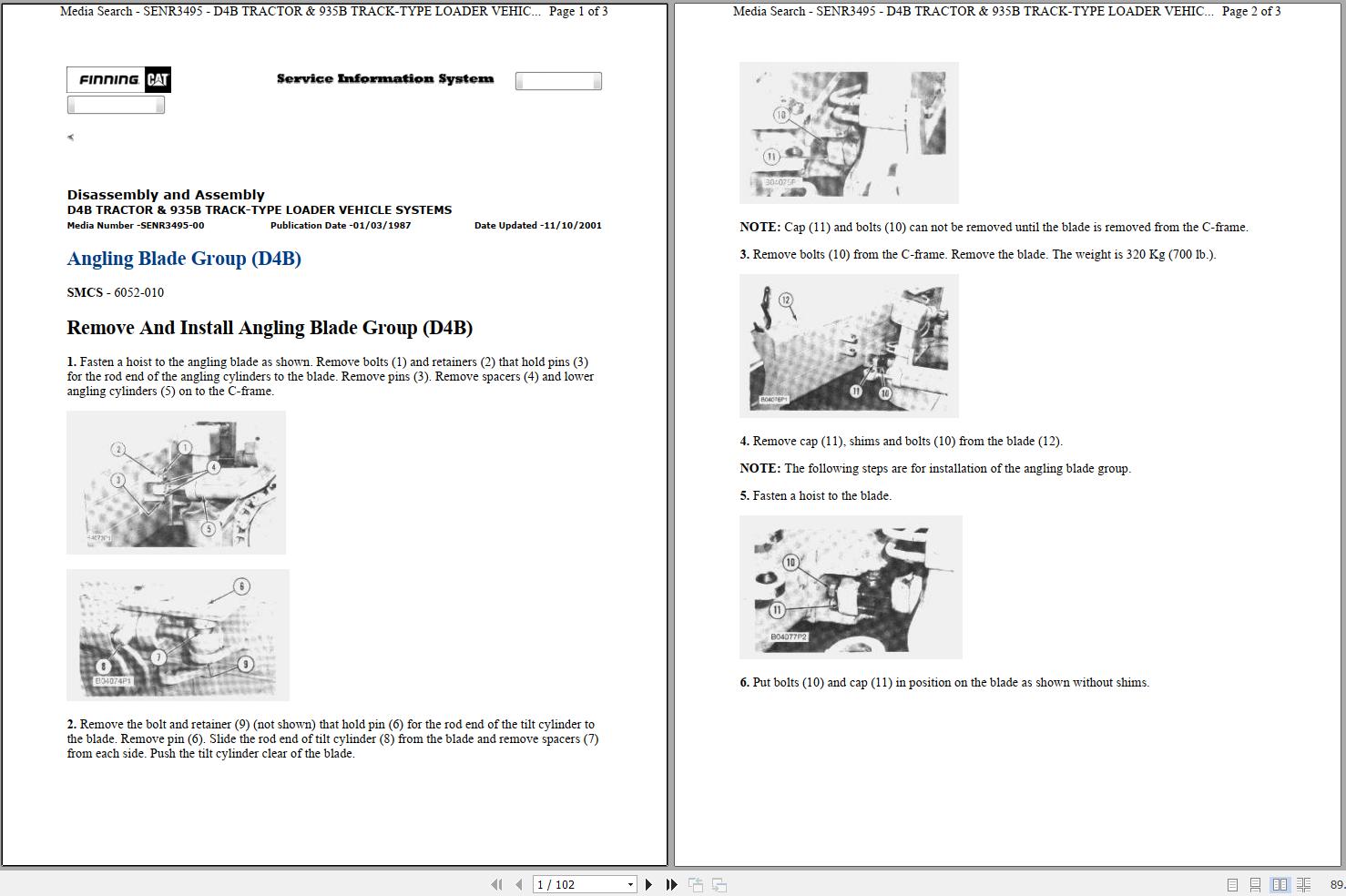 Caterpillar Track-Type Tractor D4C 2CJ Operators Service Manual Schematics