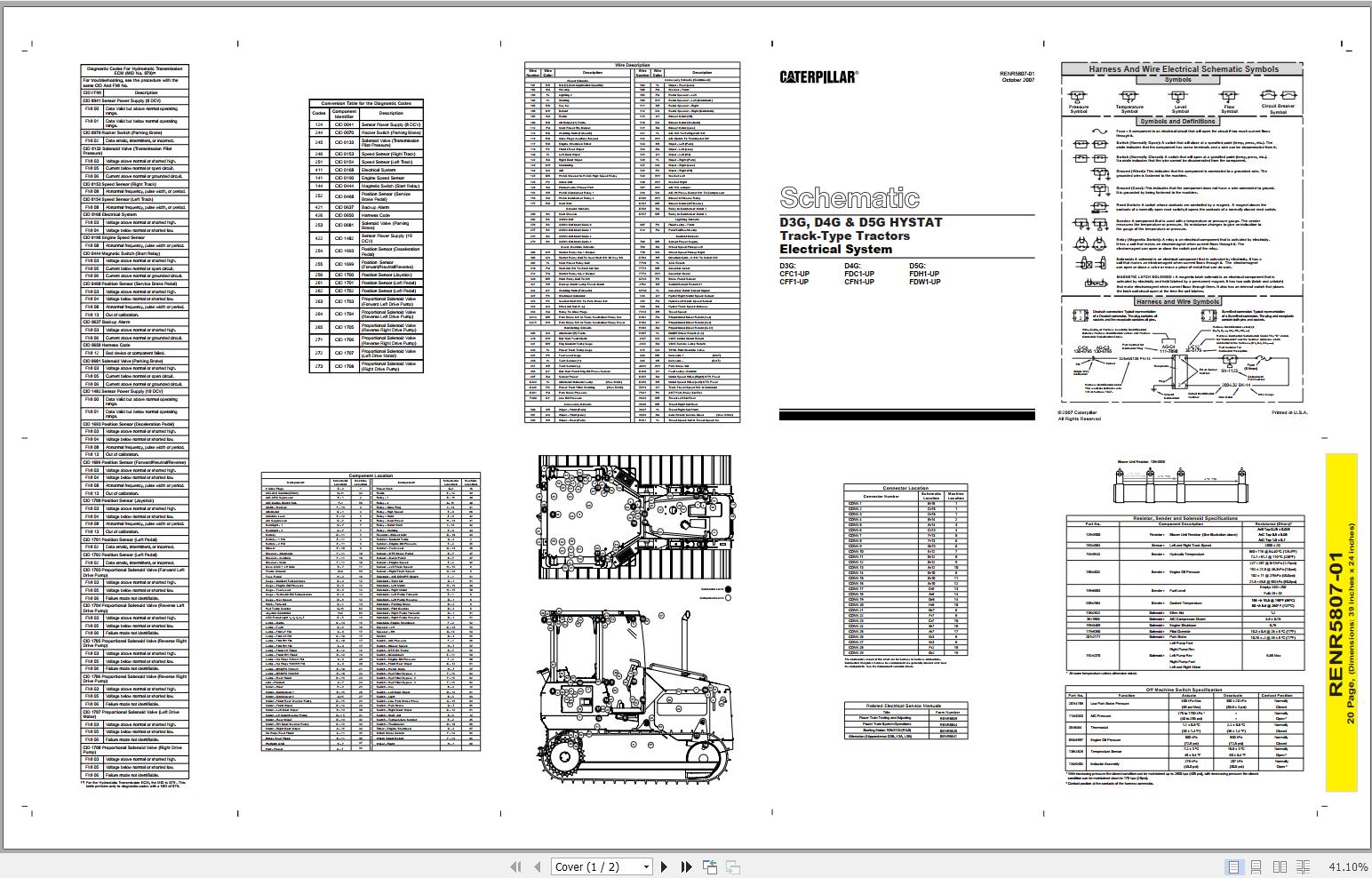 Caterpillar Track-Type Tractor D4G CFN Operators Service Manual Schematics