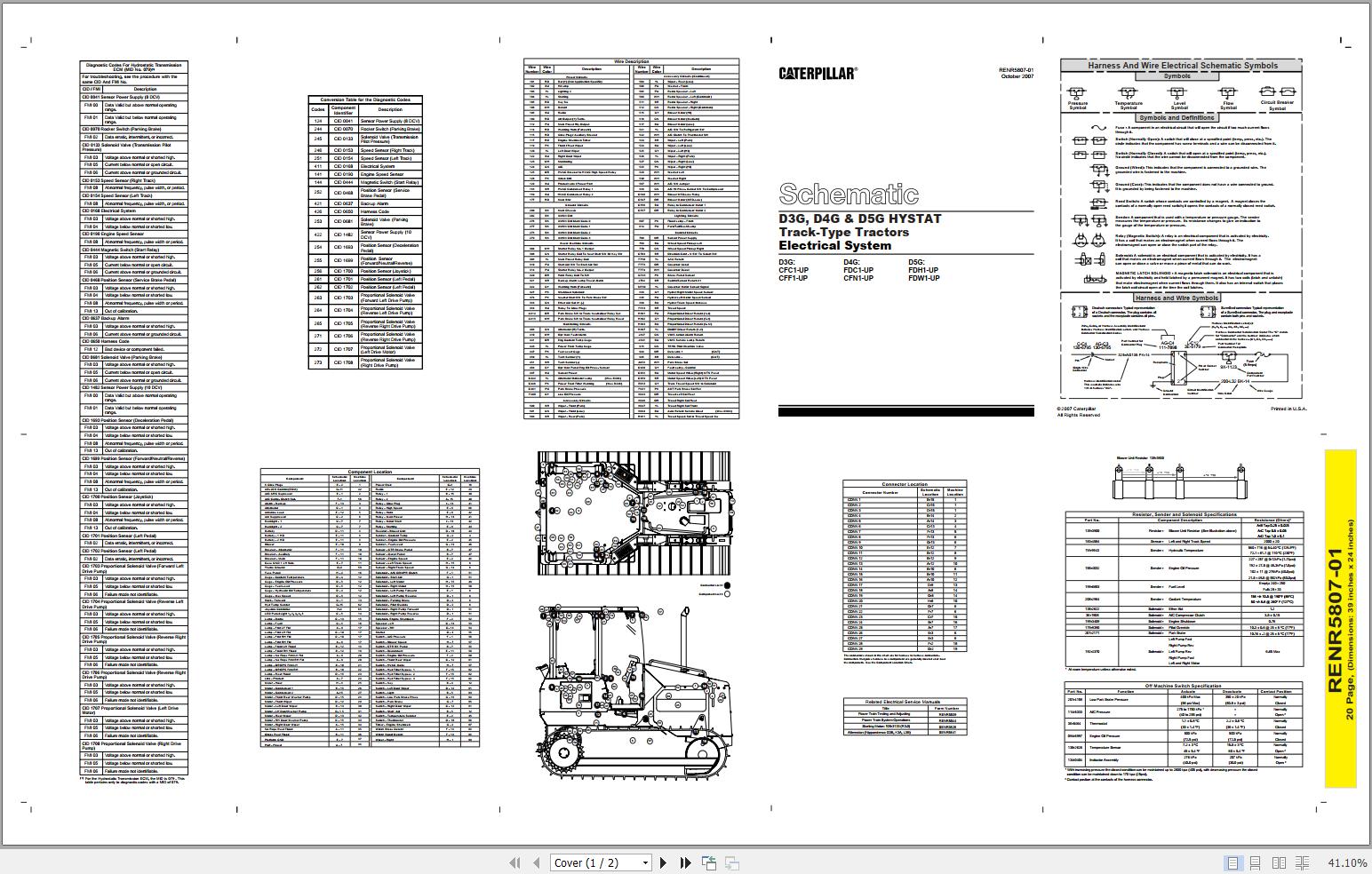 Caterpillar Track-Type Tractor D5G FDW Operators Service Manual Schematics