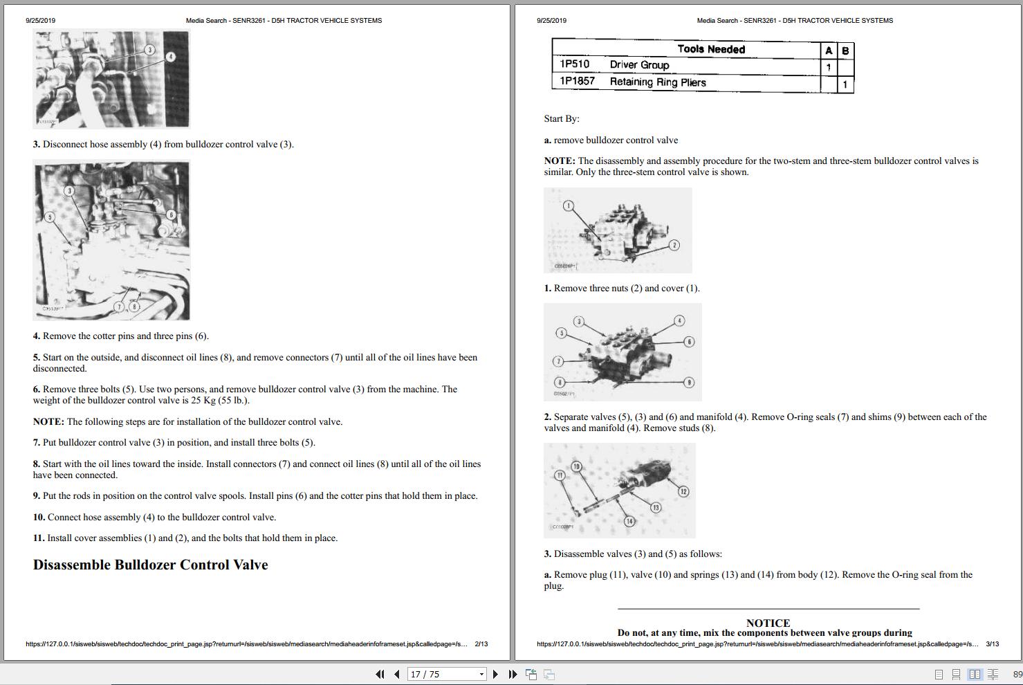 Caterpillar Track-Type Tractor D5H 7NC Operators Service Manual Schematics