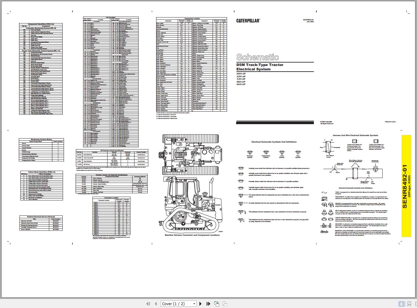Caterpillar Track-Type Tractor D5M 6AS Operators Service Manual Schematics