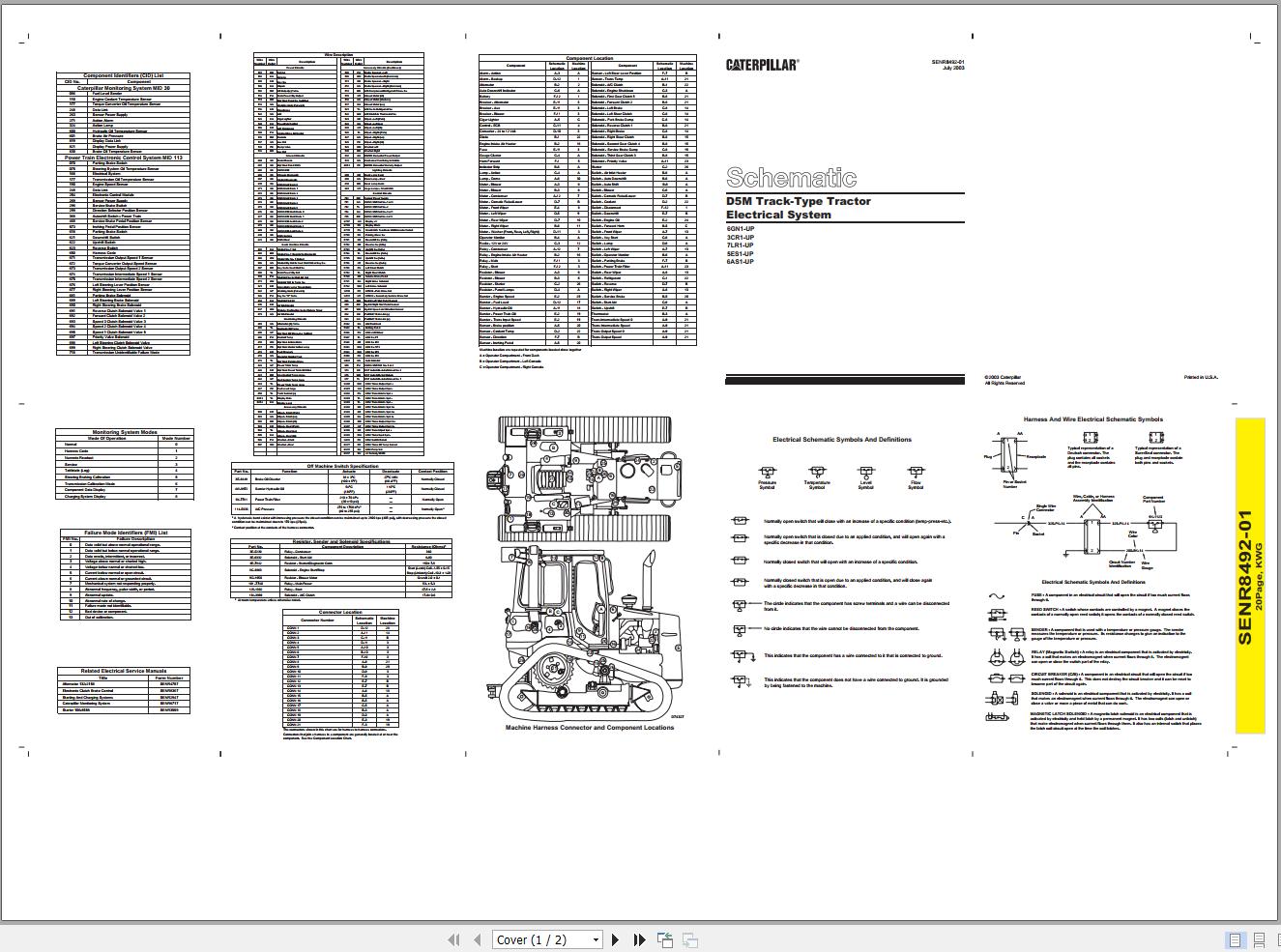 Caterpillar Track-Type Tractor D5M 6GN Operators Service Manual Schematics
