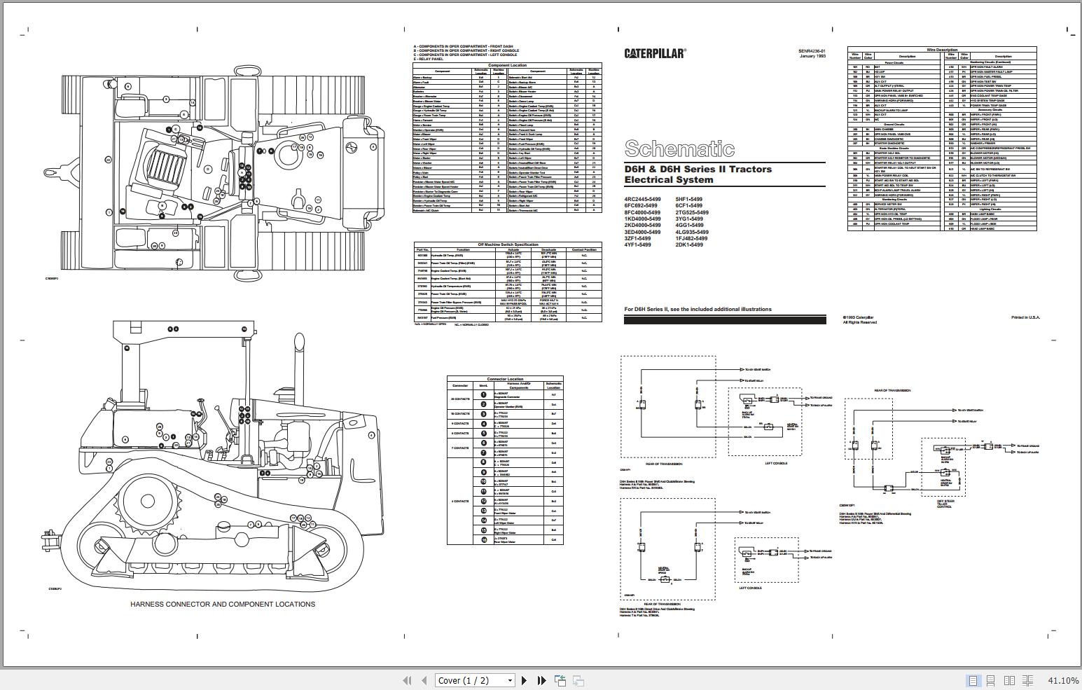 Caterpillar Track-Type Tractor D6H 4YF Operators Service Manual Schematics