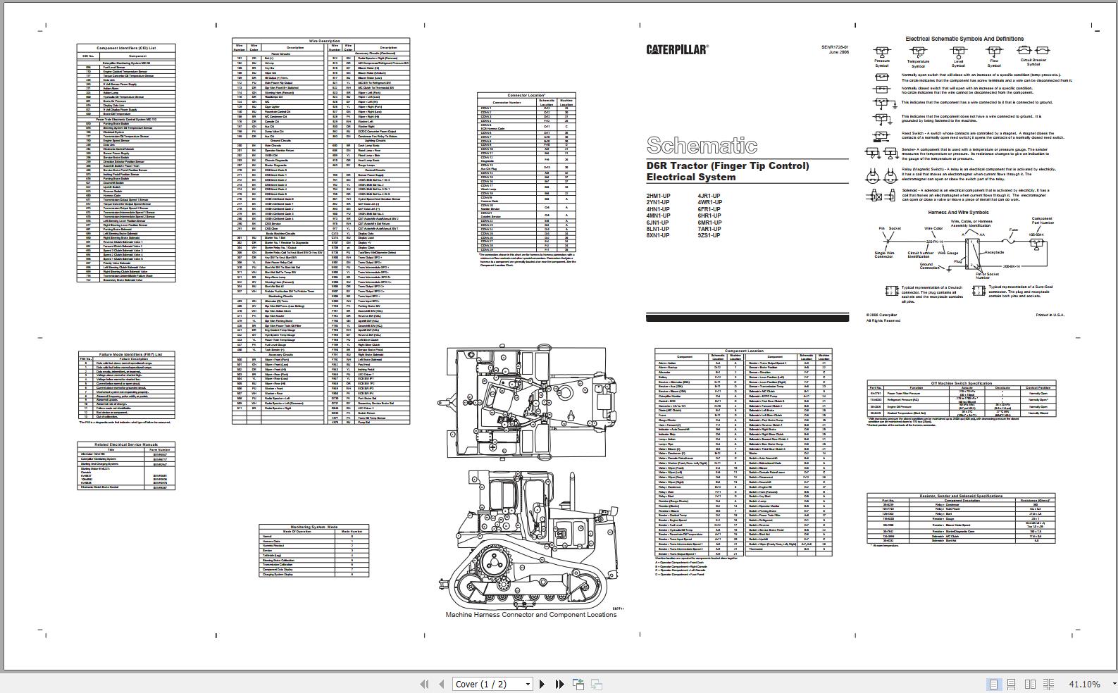 Caterpillar Track-Type Tractor D6R 4MN Operators Service Manual Schematics