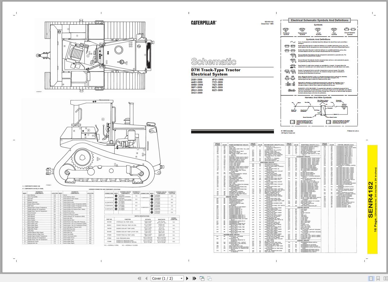 Caterpillar Track-Type Tractor D7H 2RG Operators Service Manual Schematics