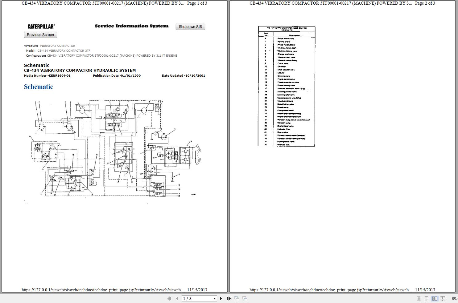 Caterpillar Vibratory Compactor CB-434 3TF 8SF Operators Service Manual ...