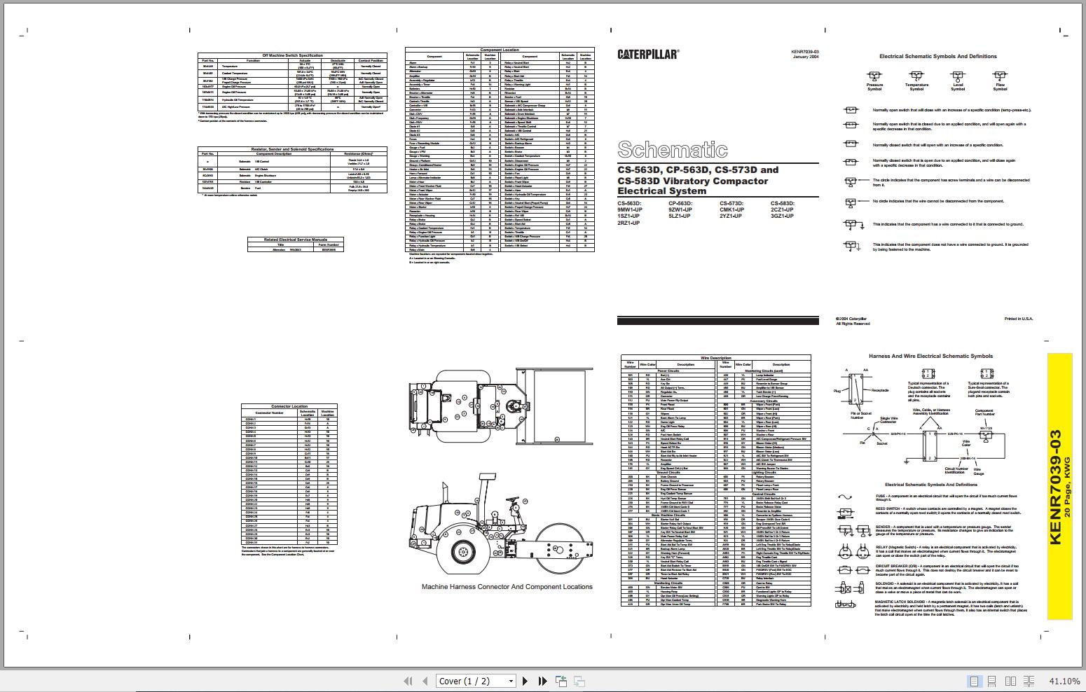 Caterpillar Vibratory Compactor CS-563D 2RZ Operators Service Manual ...