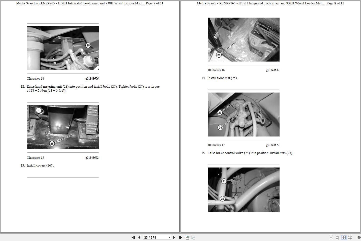 Caterpillar Wheel Loader 938H LKM Operators Service Manual Schematics