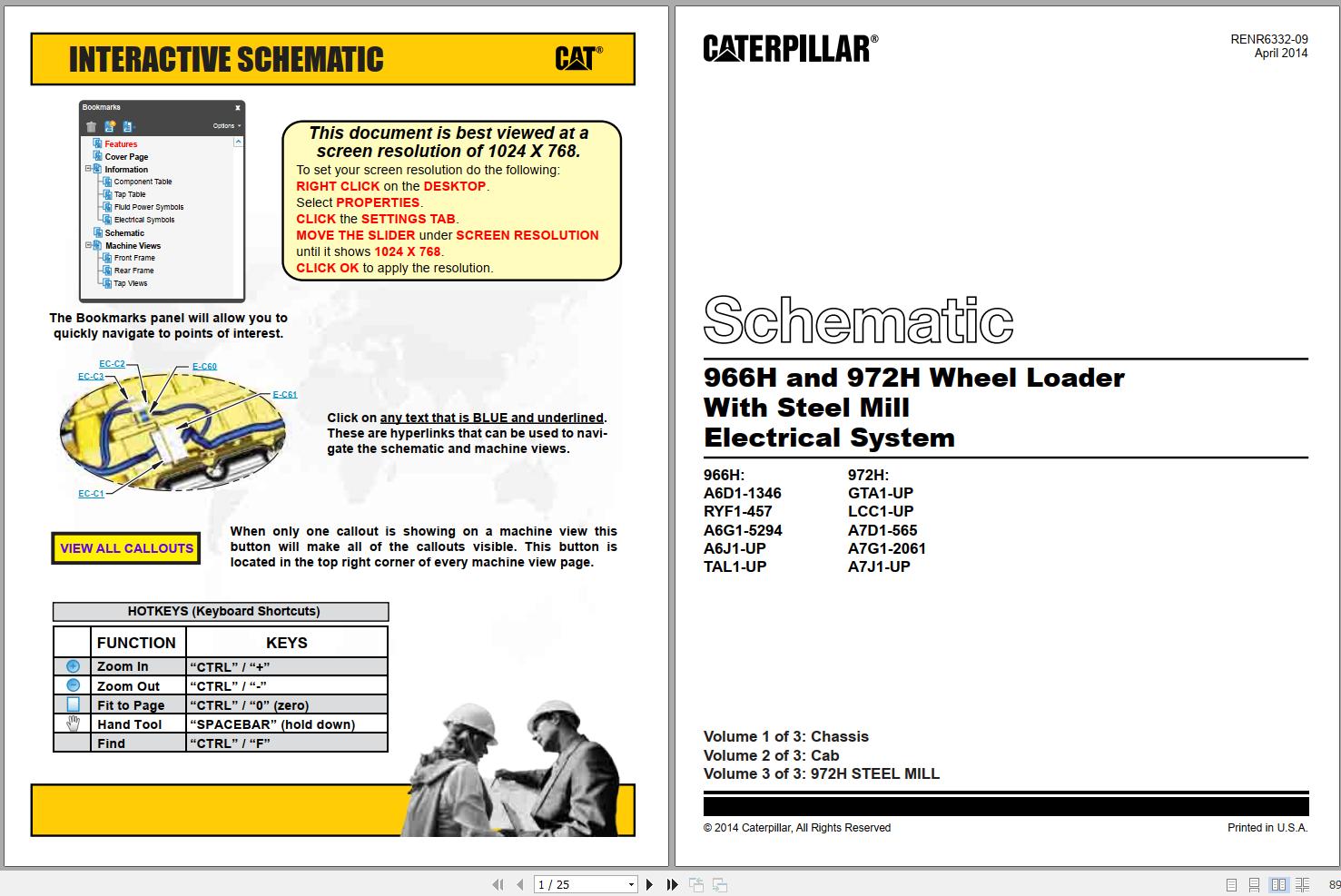 Caterpillar Wheel Loader 966H TAL Operators Service Manual Schematics