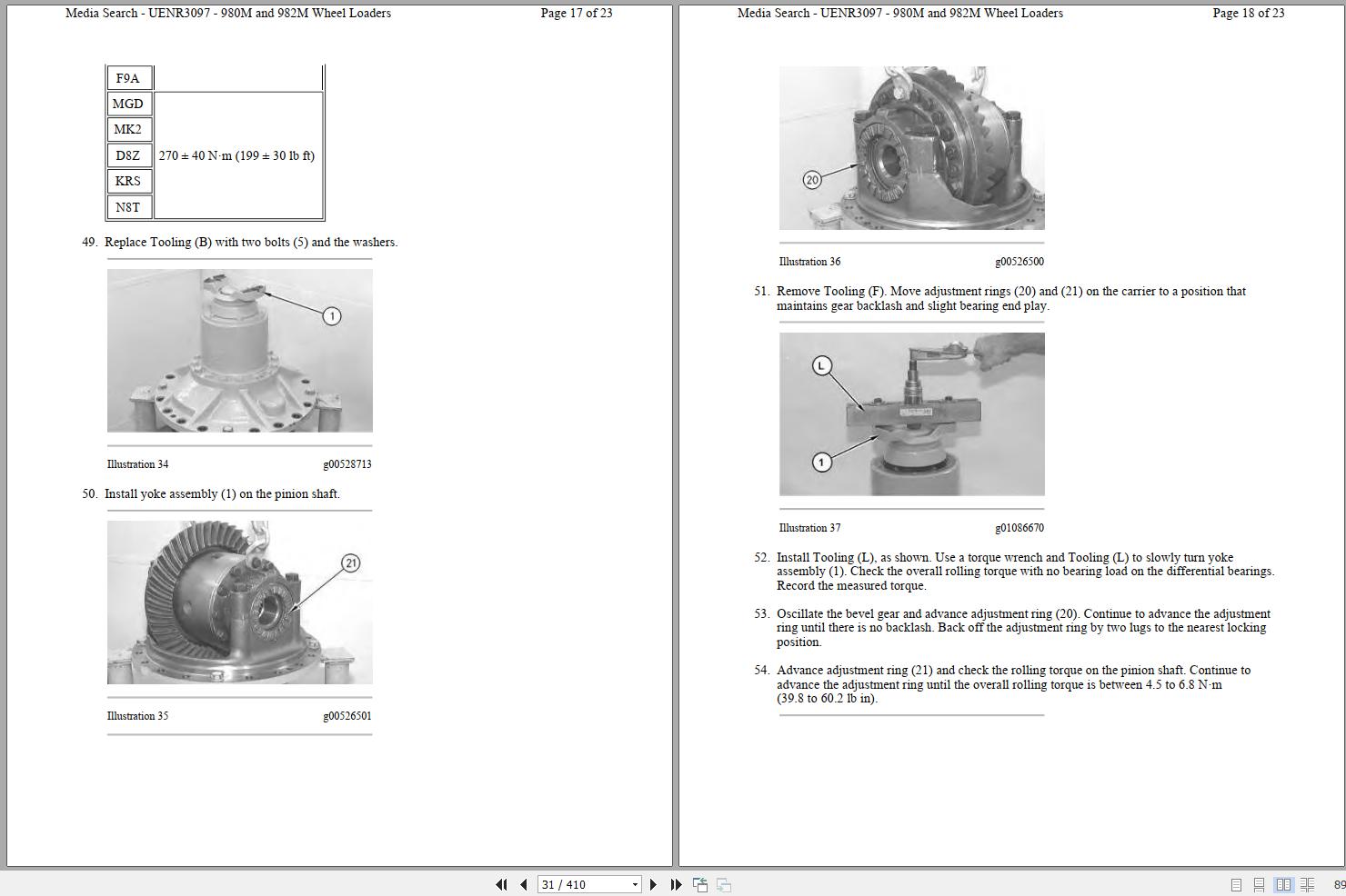 Caterpillar Wheel Loader 980M KRS Operators Service Manual Schematics