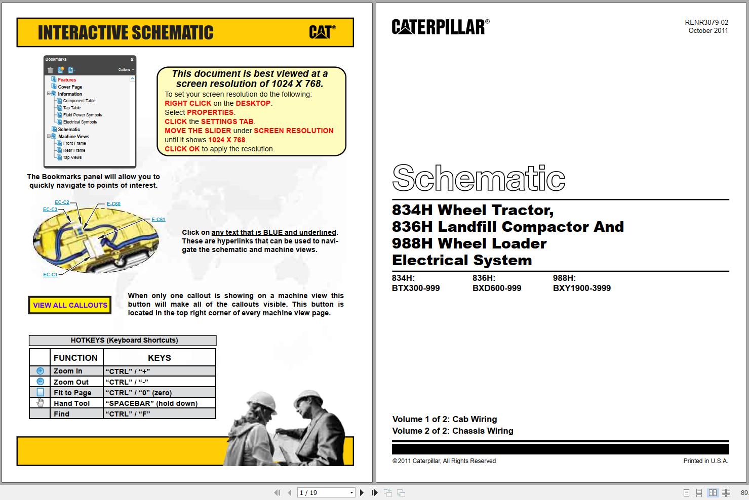 Caterpillar Wheel Loader 988H BXY Operators Service Manual Schematics