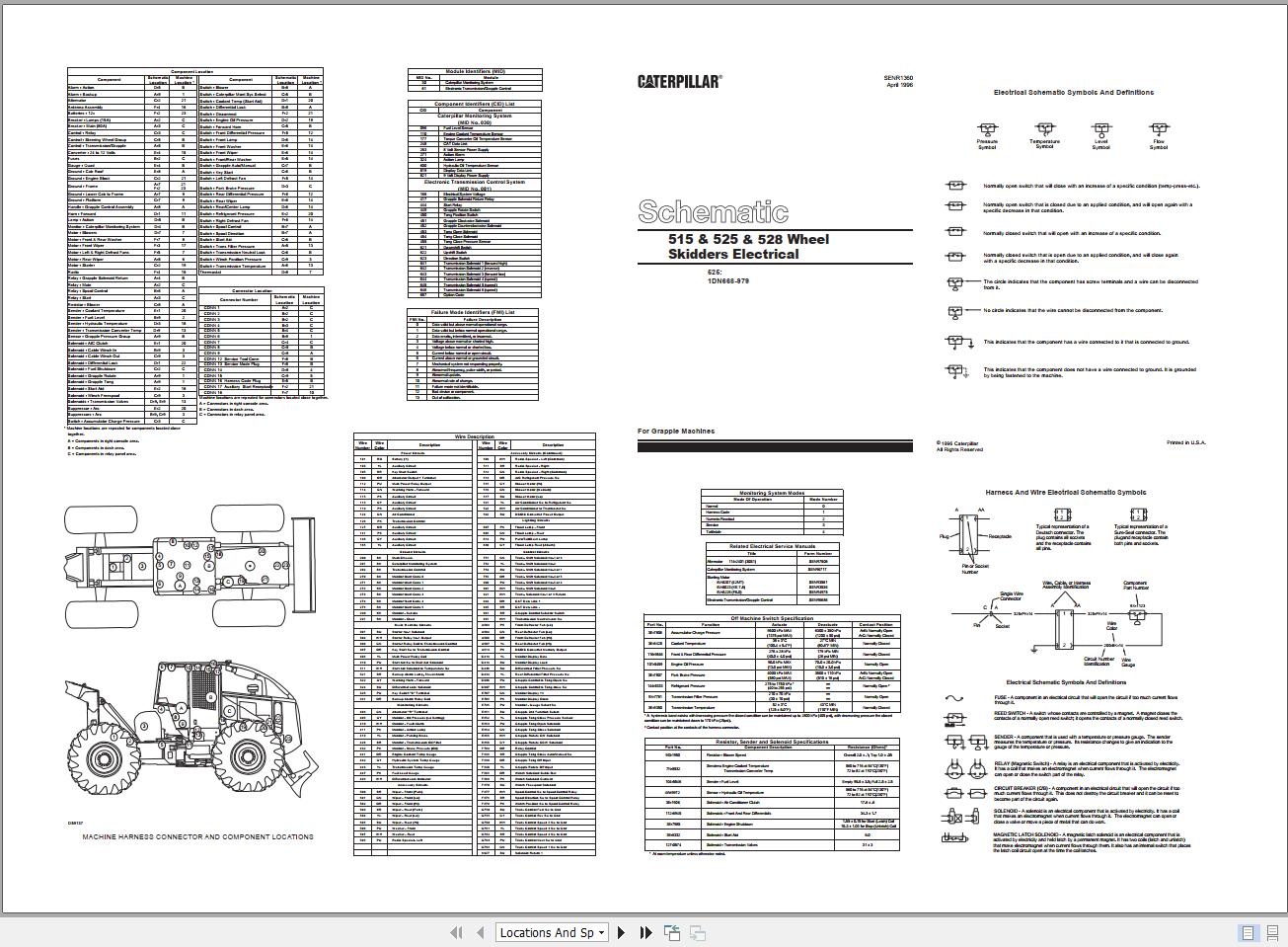 Caterpillar Wheel Skidder 528 96C Operators Service Manual Schematics